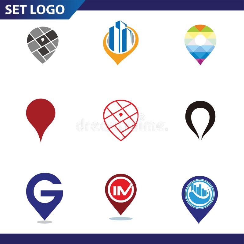Pin Locations Vector Logo Design Template Elements Collection Stock ...