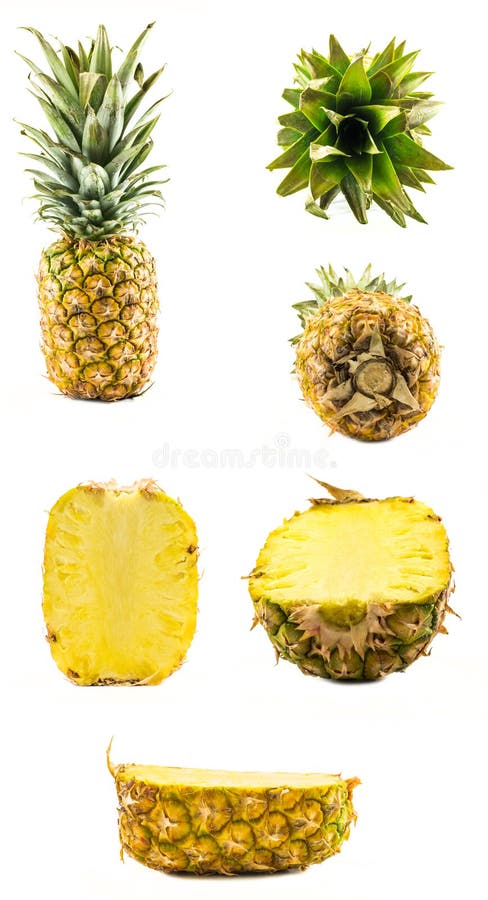 A Set of Pineapples in Different Positions Stock Photo - Image of green ...