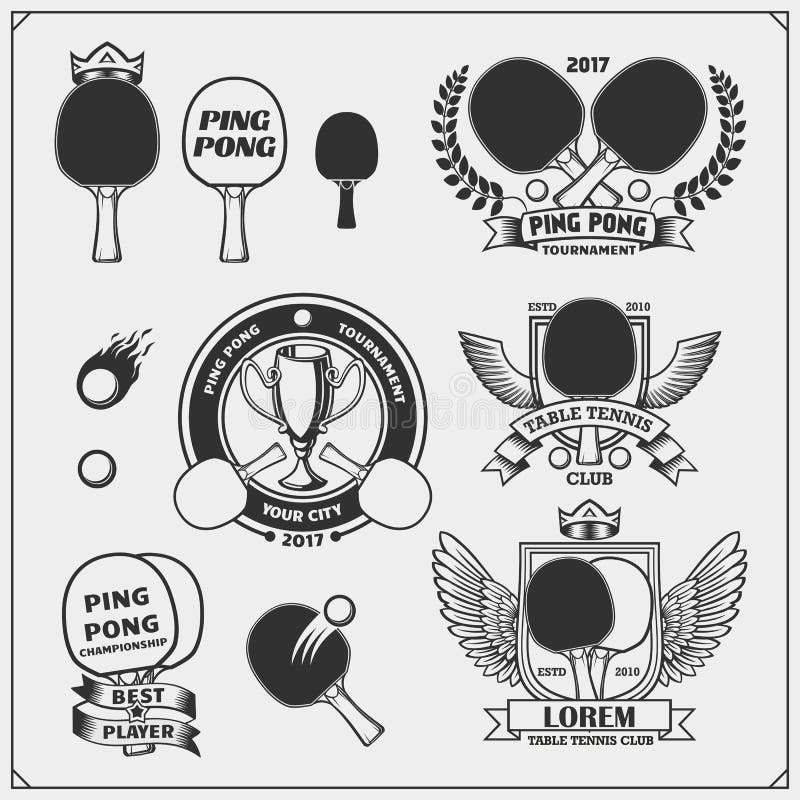 Set of Ping Pong Labels, Icons, Emblems and Design Elements.Set of Ping ...