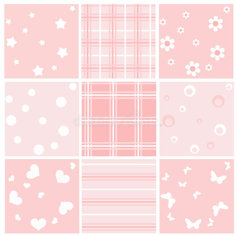 Set pink baby seamless. stock vector. Illustration of flower - 12275324