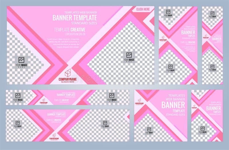 Set of Pink and Black Web Banners Templates, Stock Vector ...
