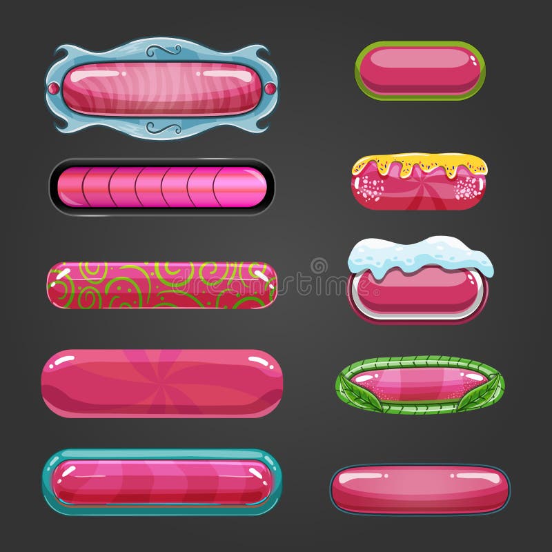 Set of Pink Button for Game Design Stock Illustration - Illustration of ...