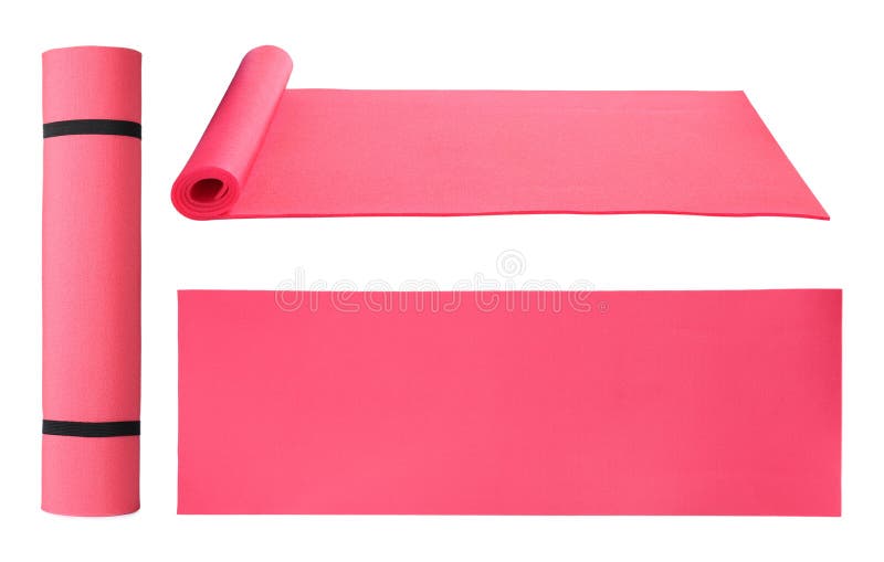 Set with Pink Camping Mats on White Background Stock Photo - Image of ...
