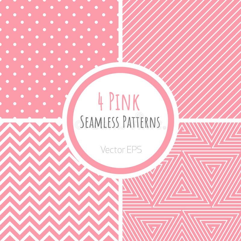 Set of Pink Geometrical Seamless Patterns Stock Illustration ...