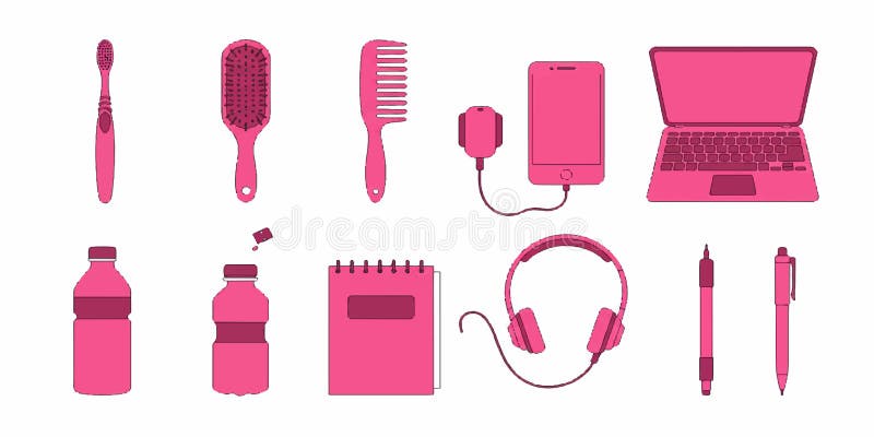Set of Pink-Colored Objects High-Quality Vector Illustration Stock ...
