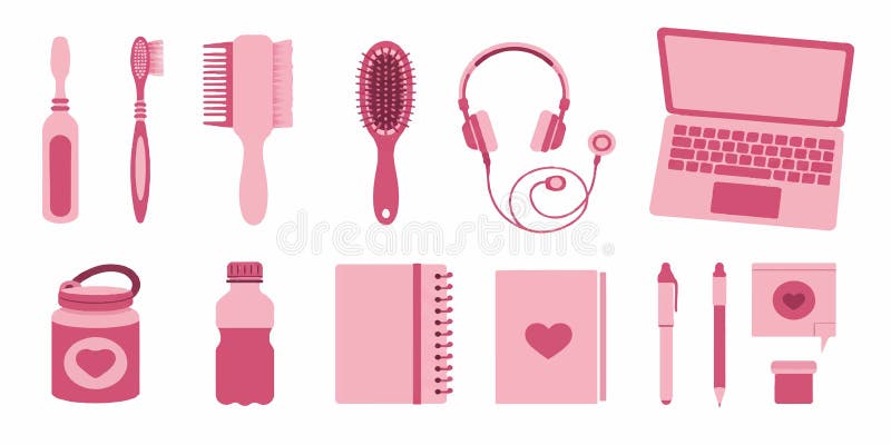 Set of Pink-Colored Objects High-Quality Vector Illustration Stock ...
