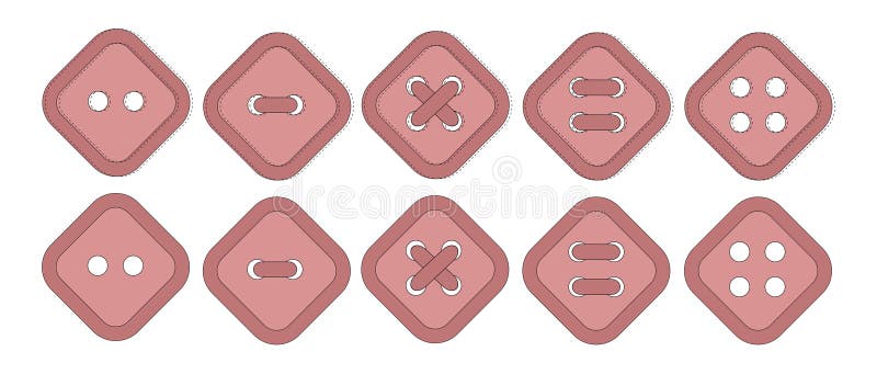 Set of Pink Diamond Buttons. Button with Two and Four Holes. Sewn ...