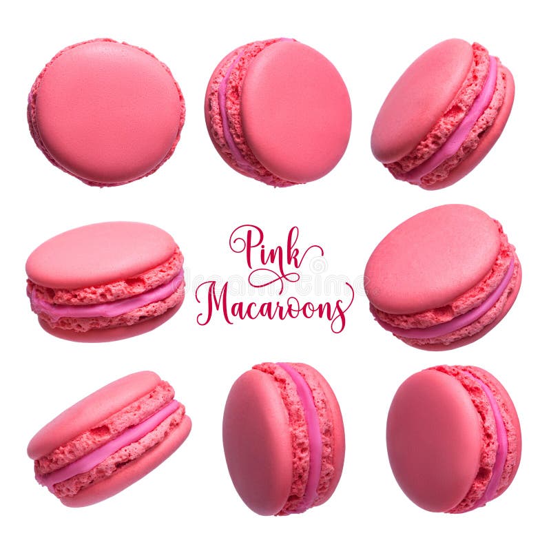 Pink French Macaron Top View Isolated on White with Shadow Stock Image ...
