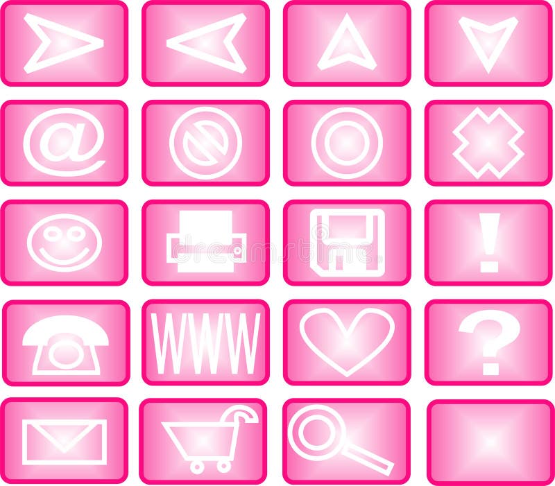 Set of pink icons stock illustration. Illustration of folder - 355001