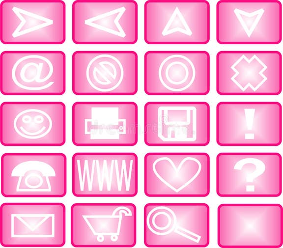 Set of pink icons stock illustration. Illustration of folder - 355001