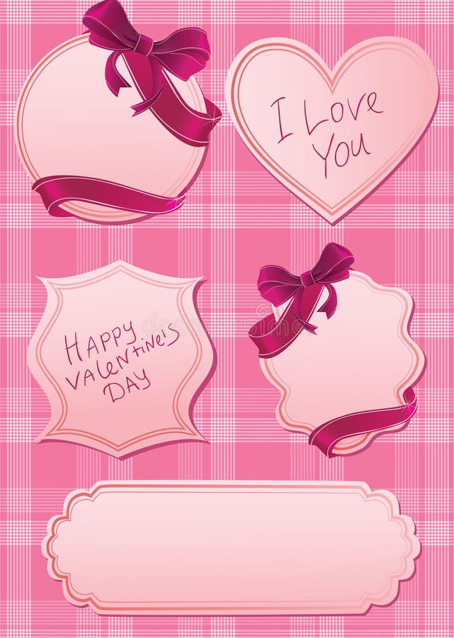 Set of pink labels stock vector. Illustration of greeting - 28366602