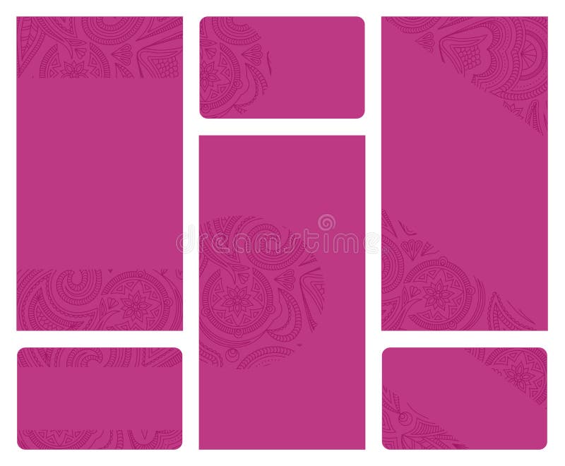 Set of Pink Leaflet and Business Card Templates. Stock Vector ...