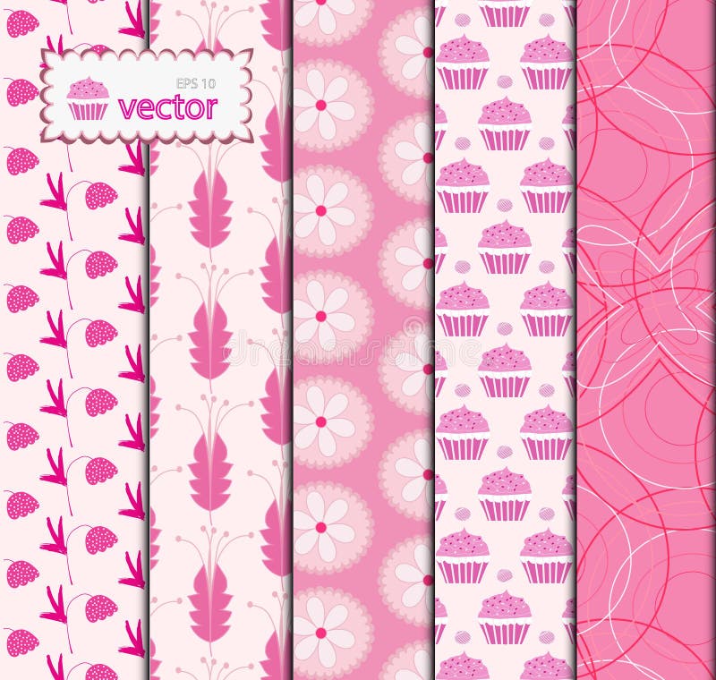 Set Pink patterned stock vector. Illustration of floral - 61271445