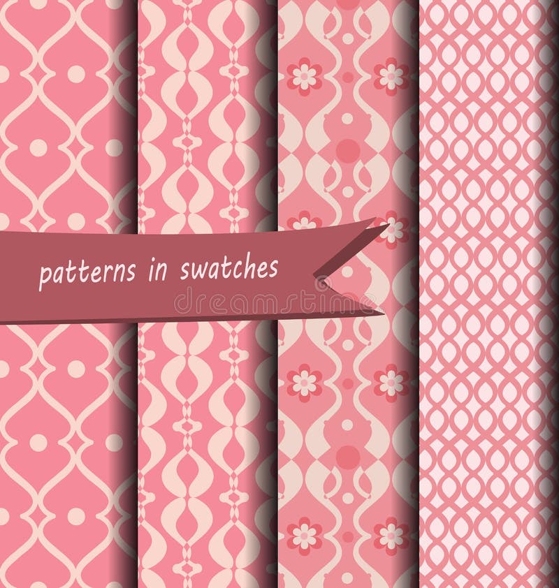 Set Pink Patterns Geometric Stock Vector - Illustration of endless ...