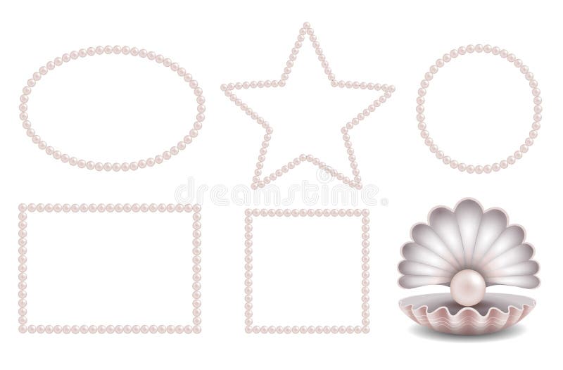 Set Pink Pearl Frames and Pink Pearlm in the Shell Stock Vector ...