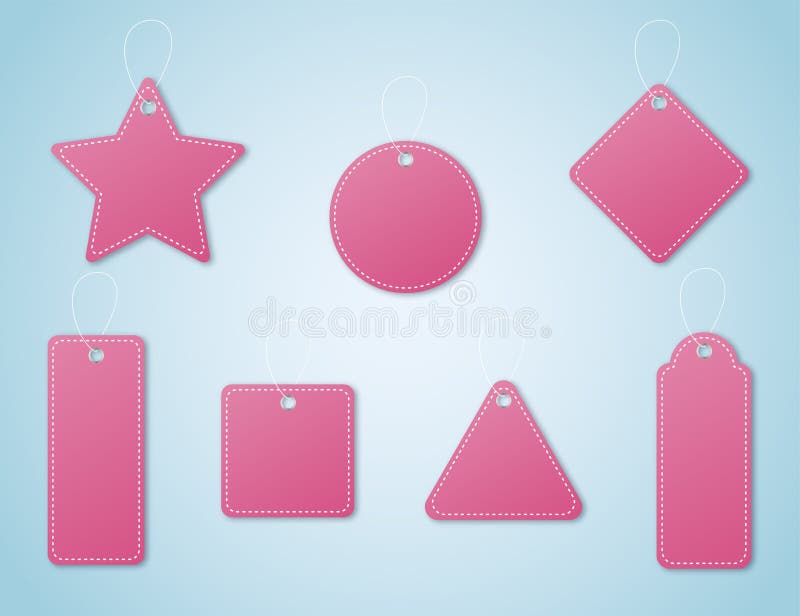 Set of Pink Price Tags with Shadow Stock Vector - Illustration of ...