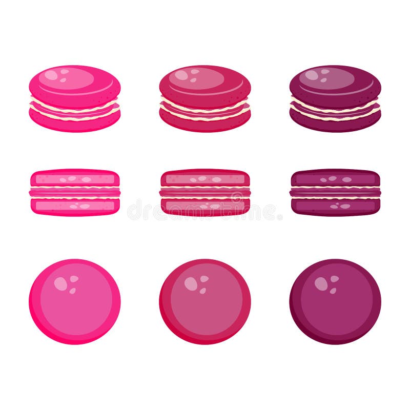 Set of Pink Red Vector French Macarons. Cafe, Menu, Restaurant Stock ...