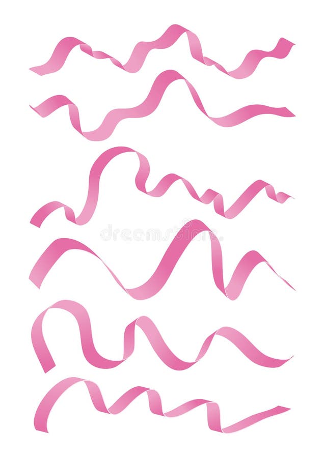 Set of pink ribbons design stock illustration. Illustration of ornament ...