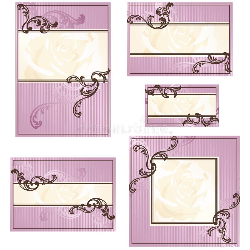 Set of Pink Rococo Wedding Designs Stock Vector - Illustration of ...