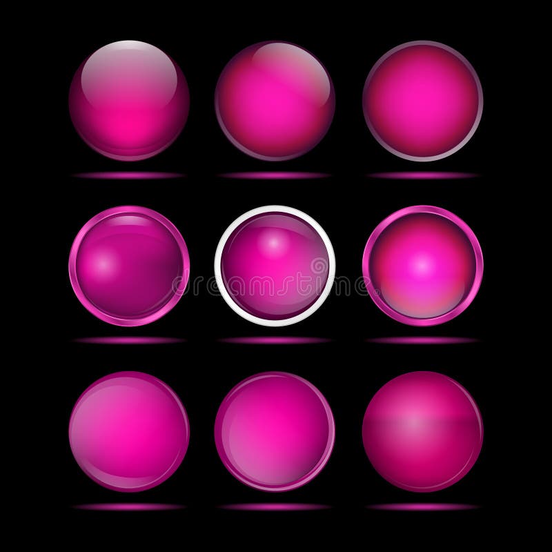 Set of Pink Round Buttons for Website. Stock Vector - Illustration of ...
