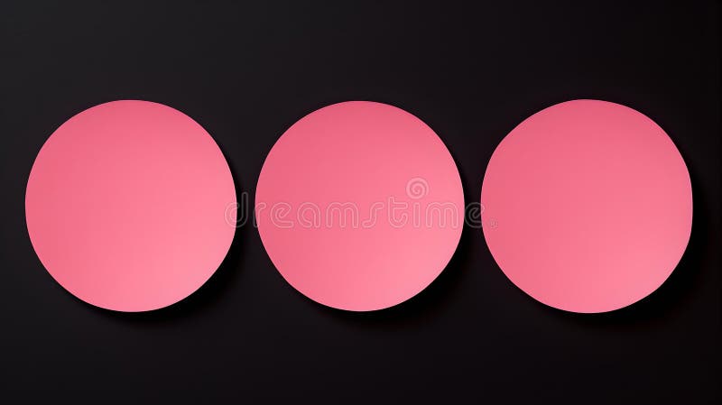 Set of Pink Round Paper Notes on a Black Background. Brainstorming ...