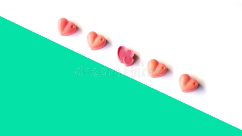 Set of Pink Ruby Chocolate Shaped Hearts Stock Image - Image of holiday ...