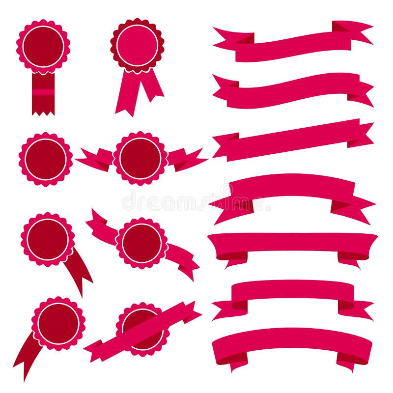 Set of Pink Stamps and Ribbons. Vector Illustration Stock Vector ...