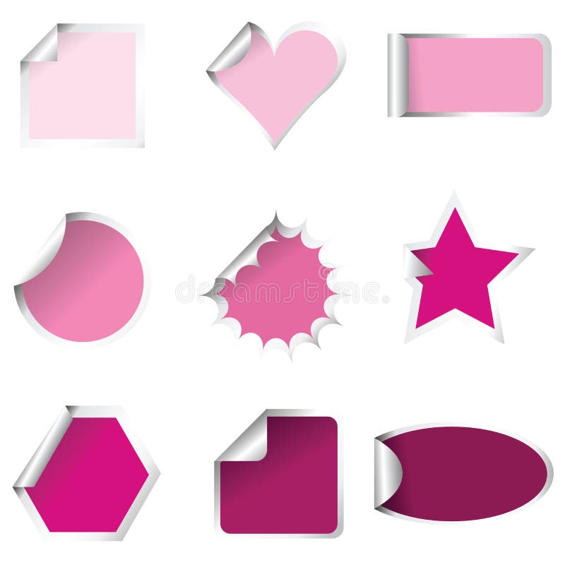 Set of pink stickers stock illustration. Illustration of price - 13306646