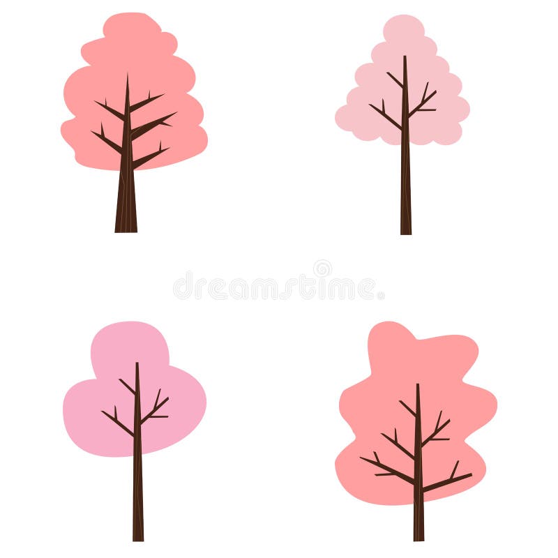Set of a pink trees icons stock vector. Illustration of environment ...