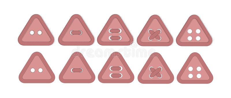 Set of Pink Triangular Buttons. Button with Two and Four Holes. Sewn ...