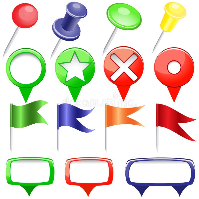 Set of Pins stock vector. Illustration of design, label - 26529057
