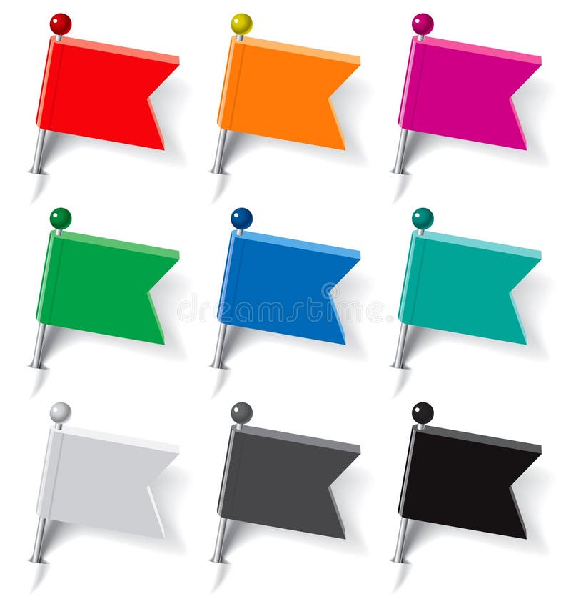 Set of Pins in the Form of Multi-colored Flags Stock Vector ...