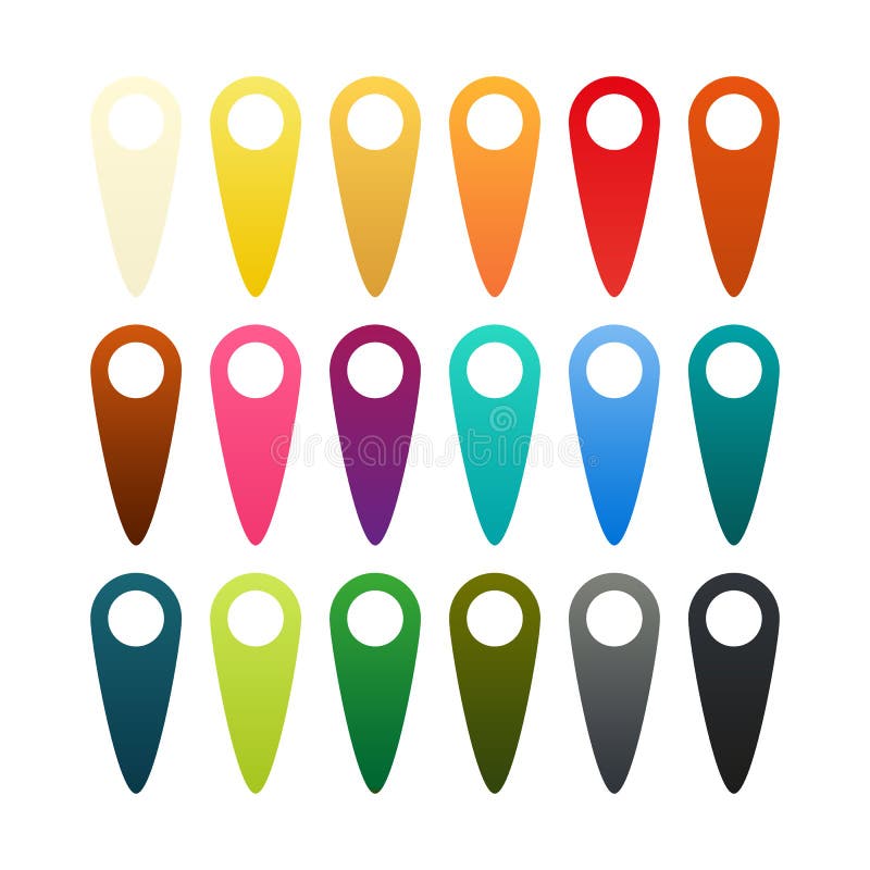 Set of 18 pins stock vector. Illustration of circle, marker - 32800792