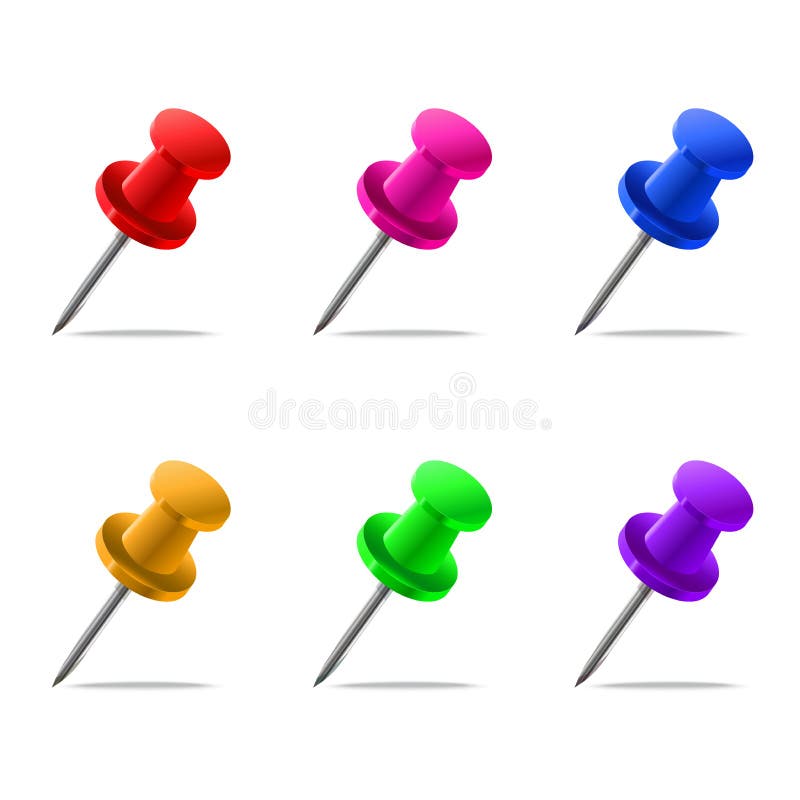 Set of Pins Isolated on White Background Stock Vector - Illustration of ...