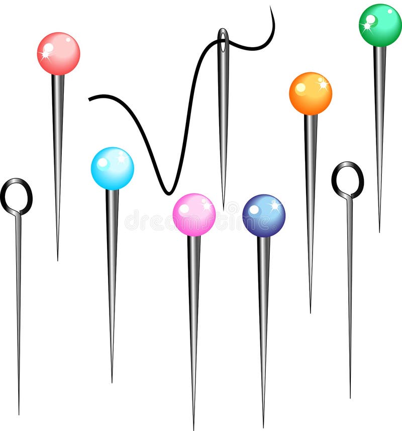 The Set of Pins and a Needle Stock Vector - Illustration of tailor ...