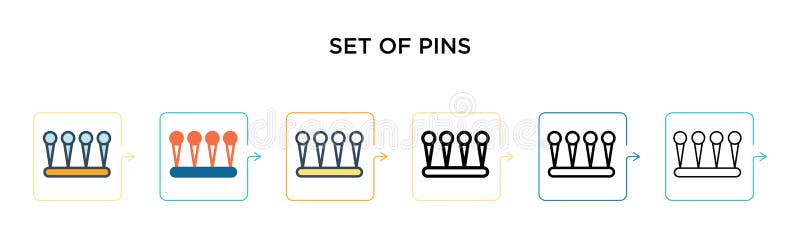 Set of Pins Vector Icon in 6 Different Modern Styles. Black, Two ...