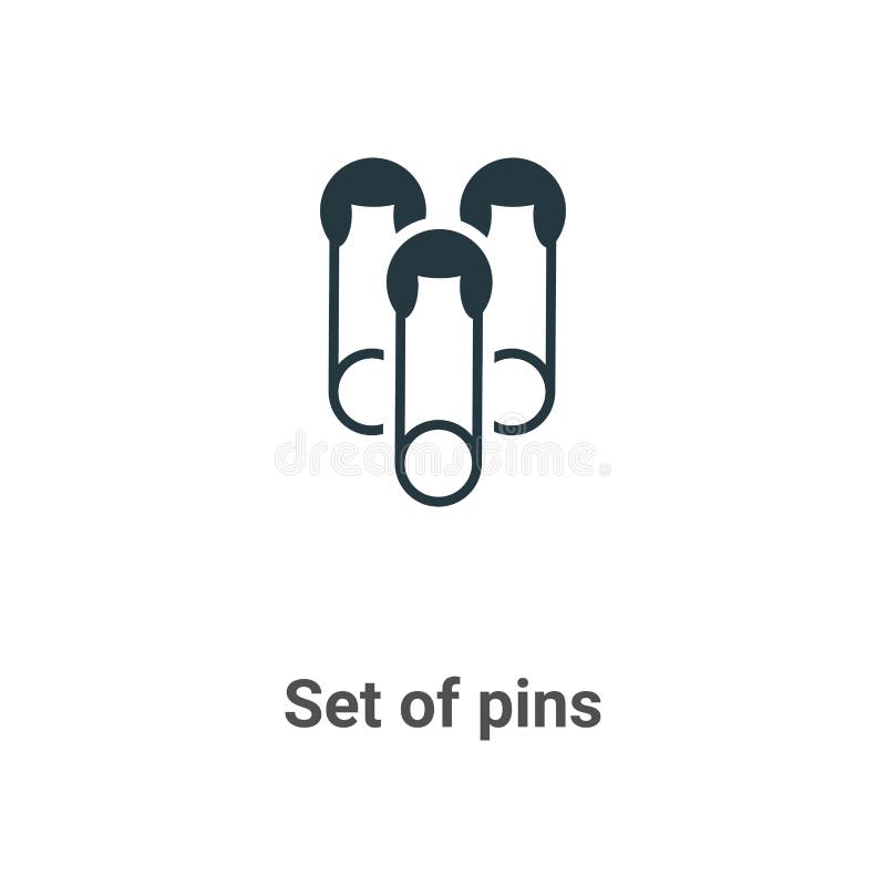 Set of Pins Vector Icon on White Background. Flat Vector Set of Pins ...