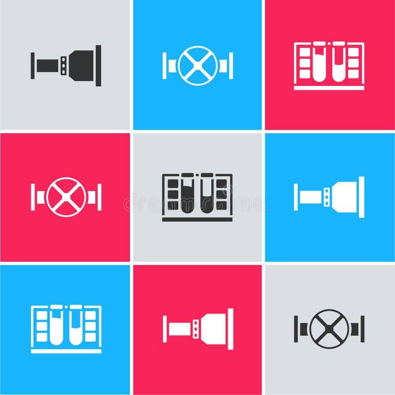 Set Pipe Adapter, Industry Pipe and Valve and Test Tube with Water Drop ...