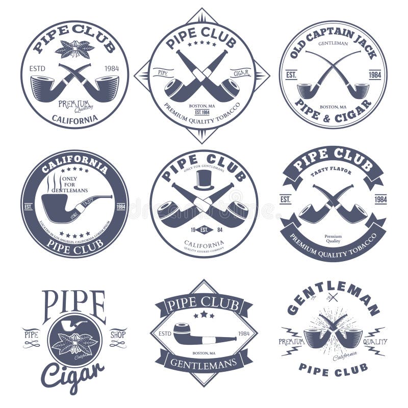 Set of Pipe Club Label and Badges Design Elements. Vector Stock Vector ...