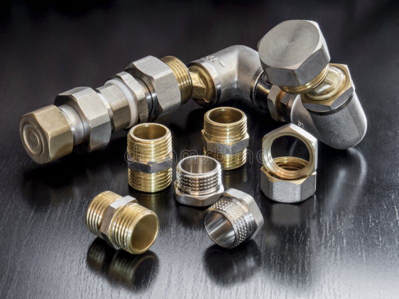 Set of pipe fittings stock photo. Image of couplings - 94814052