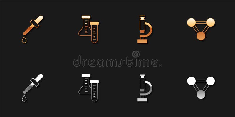 Set Pipette, Test Tube, Microscope and Molecule Icon. Vector Stock ...