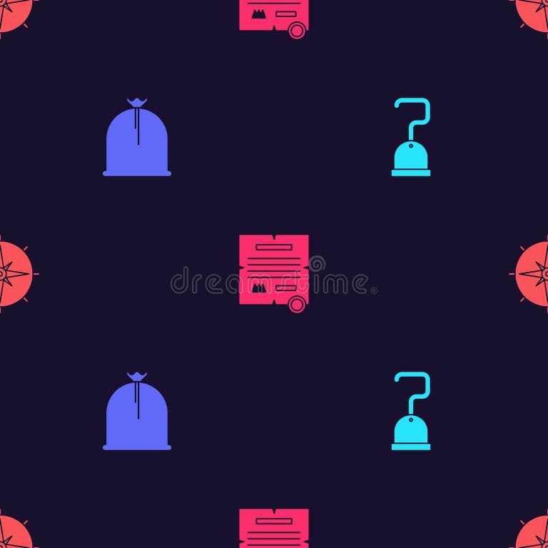 Set Pirate Hook, Sack, Decree, Parchment, Scroll and Wind Rose on ...