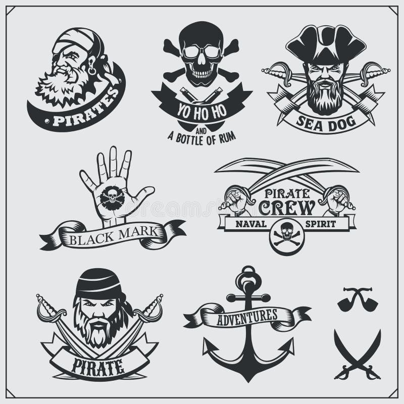 Set of Pirate Labels, Emblems, Badges and Design Elements. Stock Vector ...