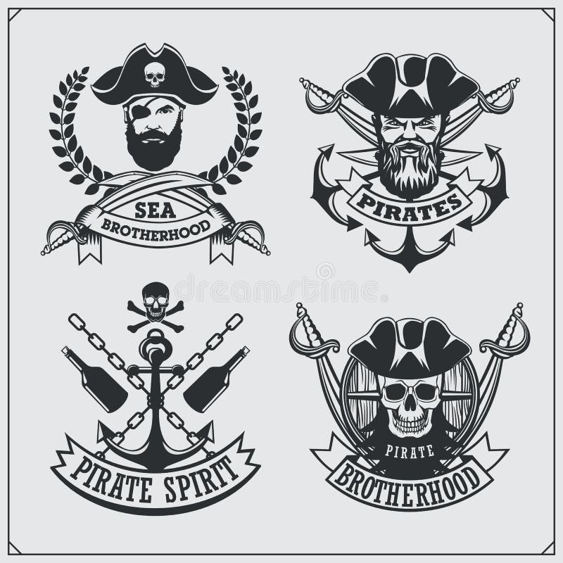 Set of Pirate Labels, Emblems, Badges and Design Elements. Stock Vector ...