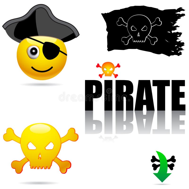 Set of pirate symbols stock vector. Illustration of crossbones - 16294347