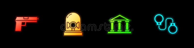 Set Pistol or Gun, Flasher Siren, Courthouse Building and Handcuffs ... Set Pistol or Gun, Flasher Siren, Courthouse Building and Handcuffs ...