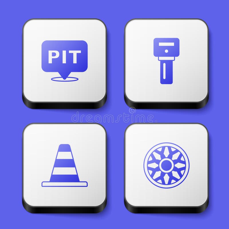 Set Pit Stop, Car Key with Remote, Traffic Cone and Alloy Wheel for Car ...