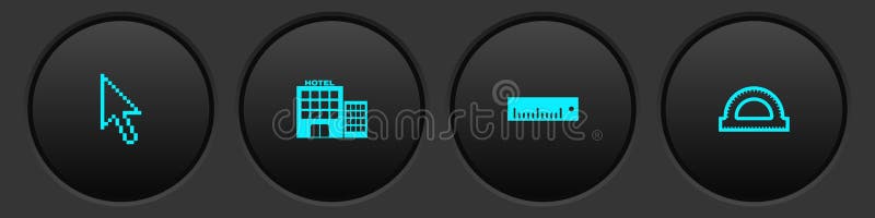 Set Pixel Arrow Cursor, Hotel Building, Ruler and Protractor Grid Icon ... Set Pixel Arrow Cursor, Hotel Building, Ruler and Protractor Grid Icon ...