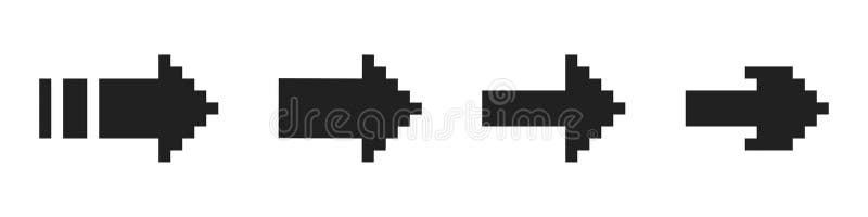 Set of Pixel Arrows. Collection of Black Cursors. 8-bit Pointers ...