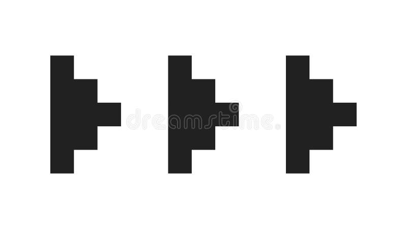 Set of Pixel Arrows. Collection of Black Cursors. 8-bit Pointers ...